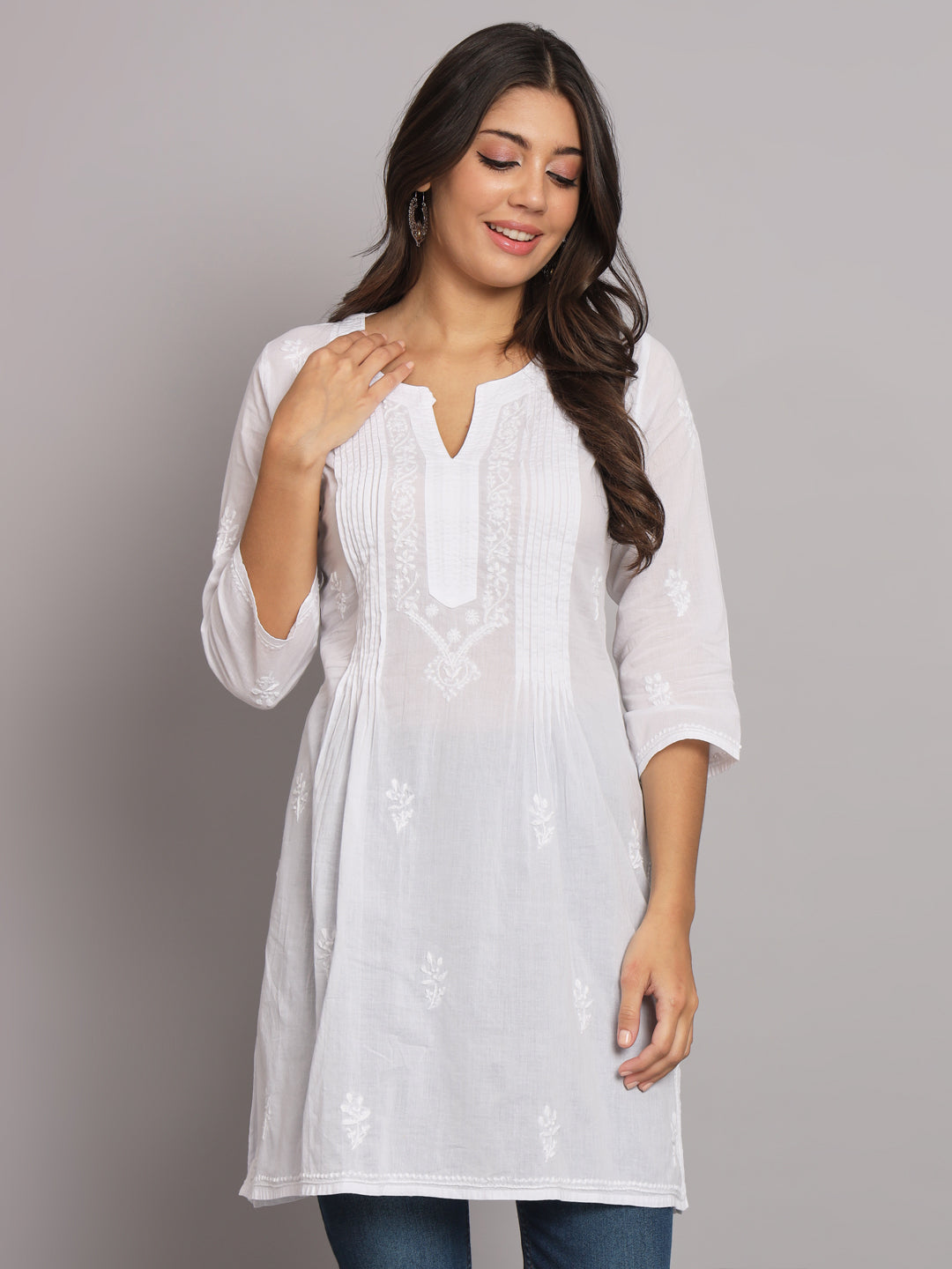 Hand Embroidered Cotton Tunic for Women – Paramount Chikan